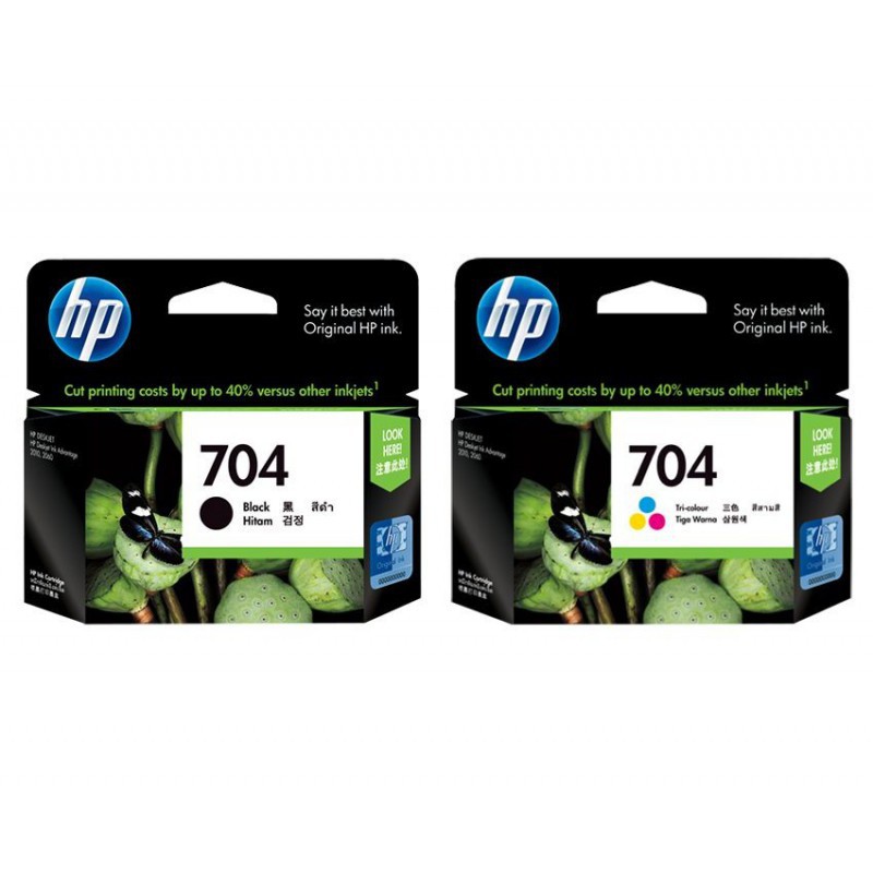 HP 704 Ink (Genuine) Deksjet 2010 2060 _ BLACK,COLOR CN692AA,CN693AA ...