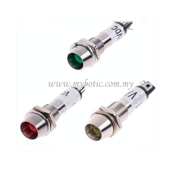 XD8-1 Pilot Lamp LED Indicator 8mm 12V 24V 220V Red Green Yellow ...