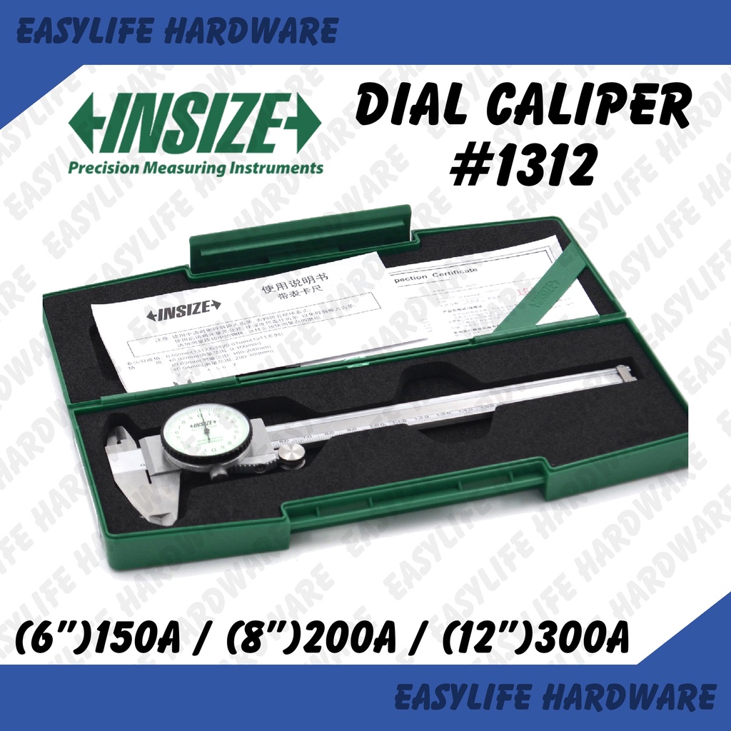 INSIZE Dial Caliper Measuring Tool 150mm / 200mm / 300mm (1312-150A), (1312 - 200A), (1312 ...