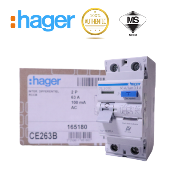 Hager 40A / 63A 2Pole 100mA / 30mA ELCB RCCB with SIRIM Approve | Shopee Malaysia