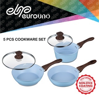 Euro Uno 3 Pcs Cookware Sauce Pan Frying Pan Casserole Pan Glass Lid ...