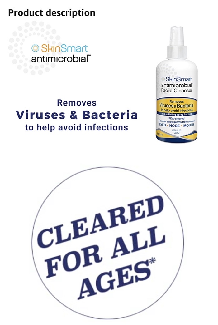 SkinSmart Antimicrobial Facial Cleanser Spray to Remove Viruses and ...