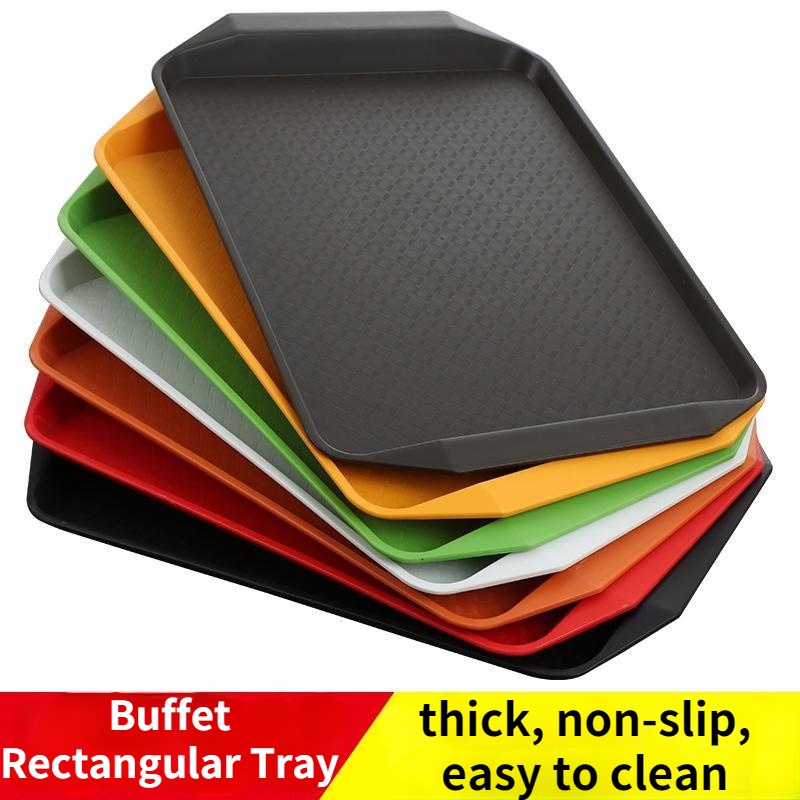 Plastic Tray Buffet Rectangular Tray Plates Canteen Serving Plate for ...