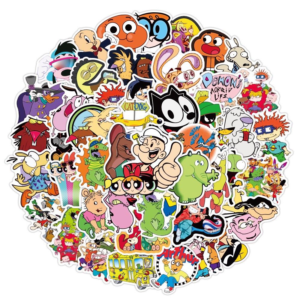 50 PCS Classic 90s cartoon sticker Graffiti Waterproof Stickers for ...