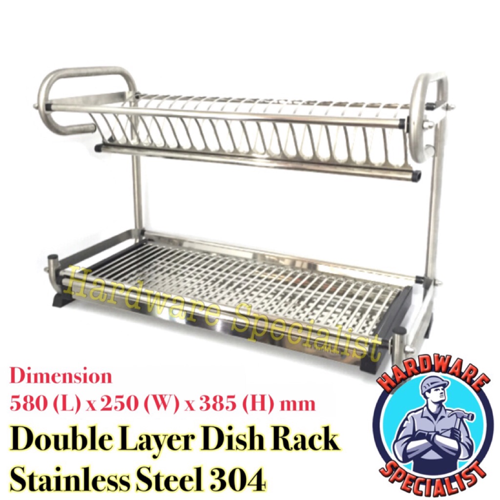 Stainless Steel 304 Kitchen Double Layer Wall Mounted or Table Top Dish ...