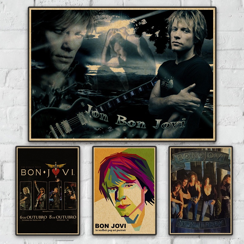 Vintage Rock Band Jon Bon Jovi Retro Posters For Home/Bar/Living Decor ...
