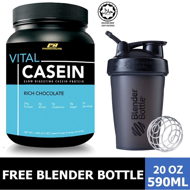 Vital Casein Multi Phase 1kg, 24g Protein Isolate, 0g Gula + FREE ...