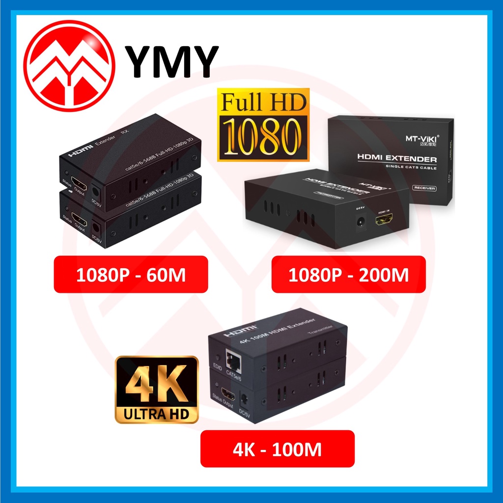 1080P 60M / 1080P 200m / 4K 100M HDMI EXTENDER OVER LAN CAT5E / CAT6 ...