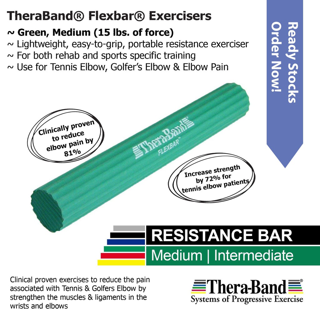 TheraBand Flexbar Exercisers I Green I Medium I Intermediate I 15 lbs Of Force | Shopee Malaysia