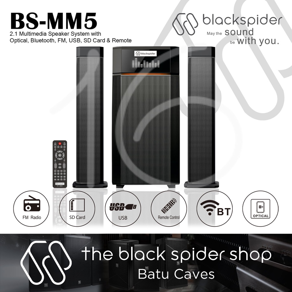 Black Spider BS-MM5 2.1CH Bluetooth Speaker | Shopee Malaysia
