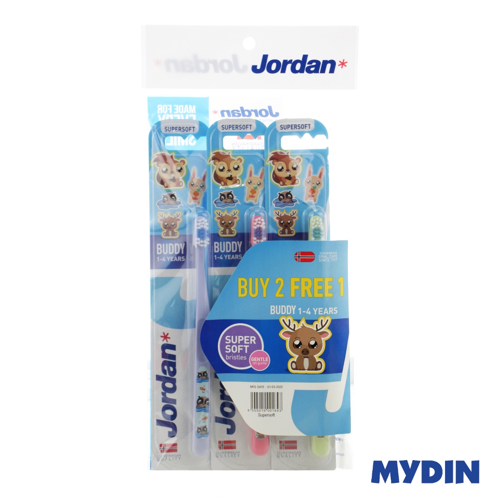 Jordan Supersoft Buddy Toothbrush 1-4 Years (3 Pieces) | Shopee Malaysia
