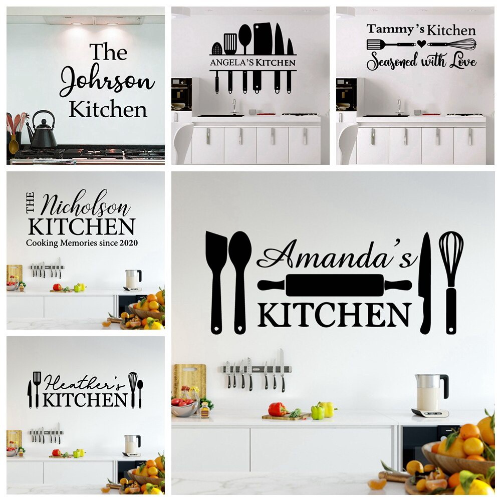 Custom Name Kitchen Wall Stickers Home Decoration Accessories For ...