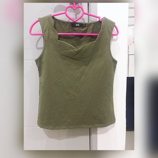 Army green singlet top | Shopee Malaysia