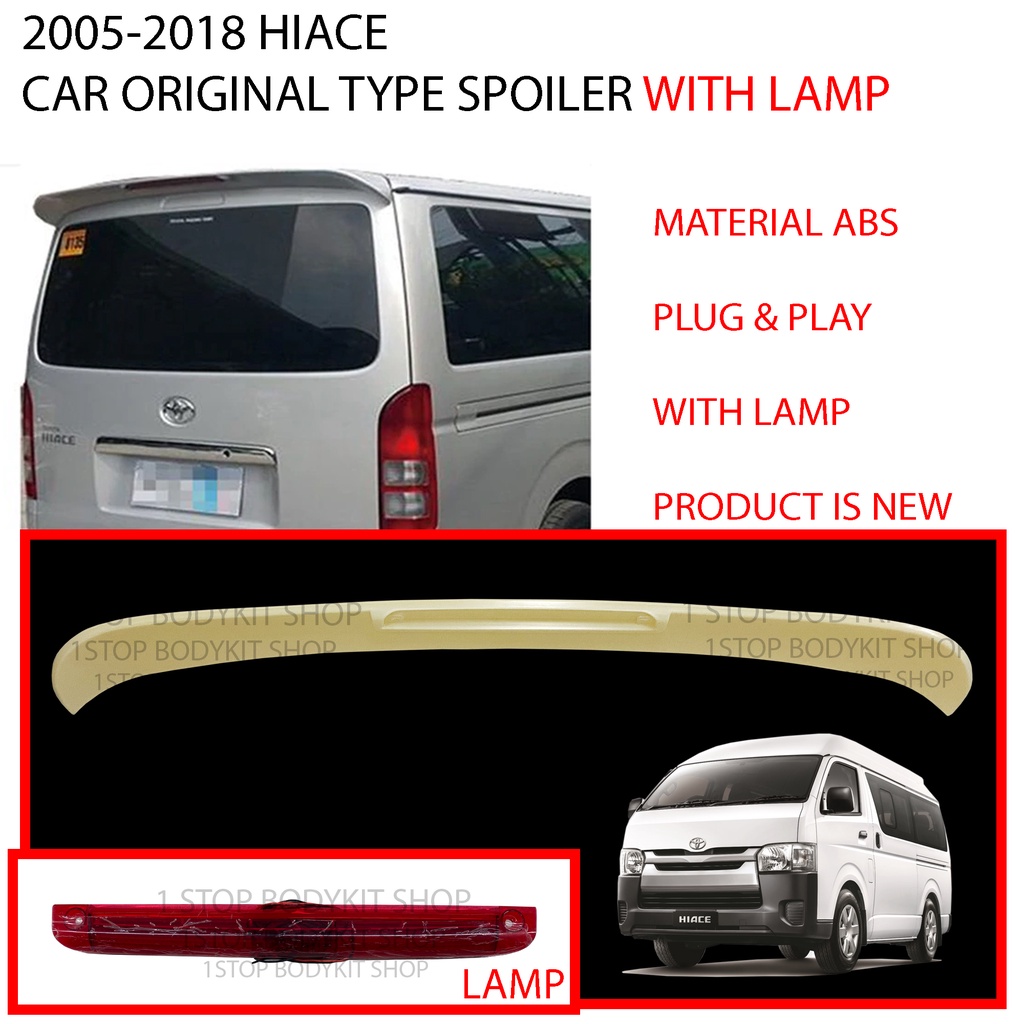 TOYOTA HIACE 2005-2018 ORIGINAL TYPE SPOILER WITH LAMP ABS SKIRT LIP ...
