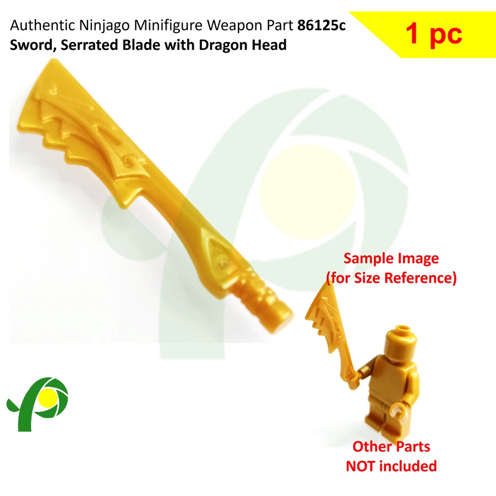 LEGO Ninjago Minifigure Weapon Part 86125c Serrated Blade with Dragon ...