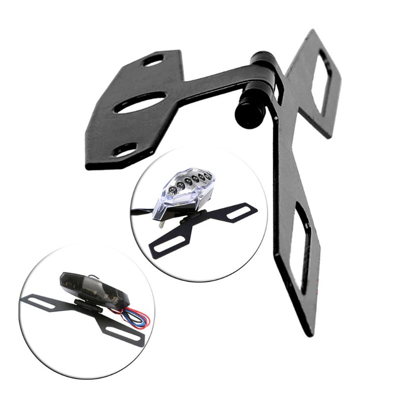 Motorcycle License Plate Bracket Taillight Fixed Folding Number Plate ...
