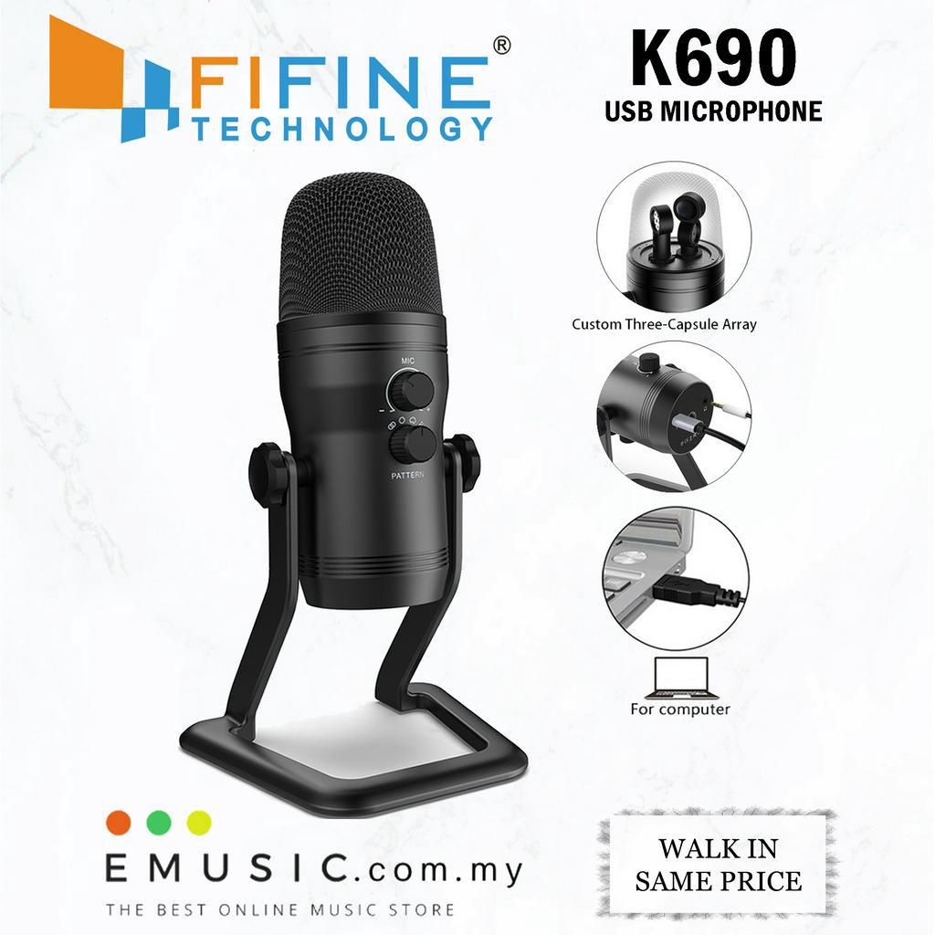 FIFINE K690 USB PC Microphone Studio Condenser Mic with Four Patterns for Vocals for Gaming ...