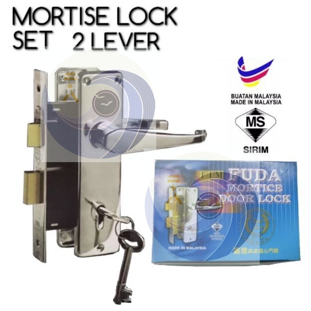 [ 1 UNIT ] Original Fuda 2 Level Mortice Mortise Door Lever Handle Lock Kunci Pintu Rumah ...