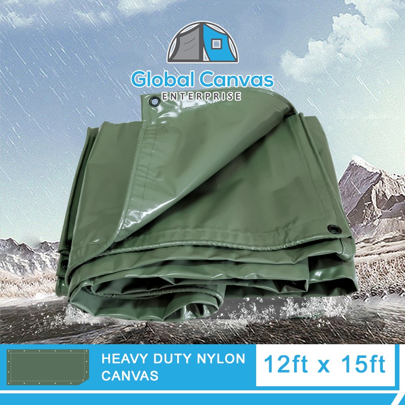 12ft x 15ft Grade A Heavy Duty Nylon / Lorry Canvas / Kanvas Hijau Lori ...