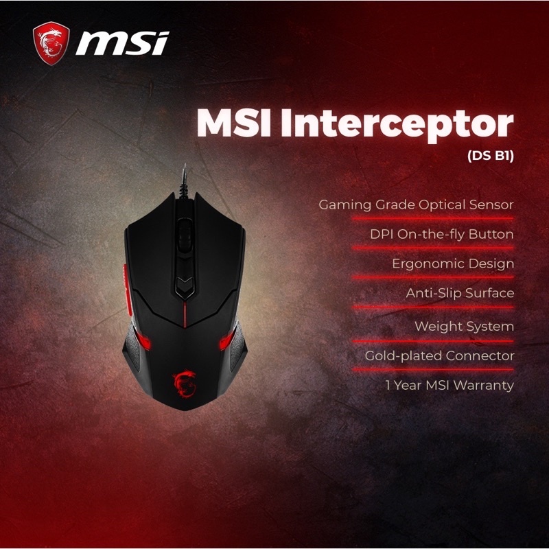 MSI INTERCEPTOR DS B1 Gaming Mouse | Shopee Malaysia