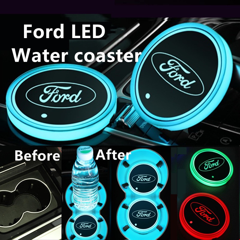 Car water coaster Car Cover Groove Mat Water Cup Pad Colorful Led Light ...