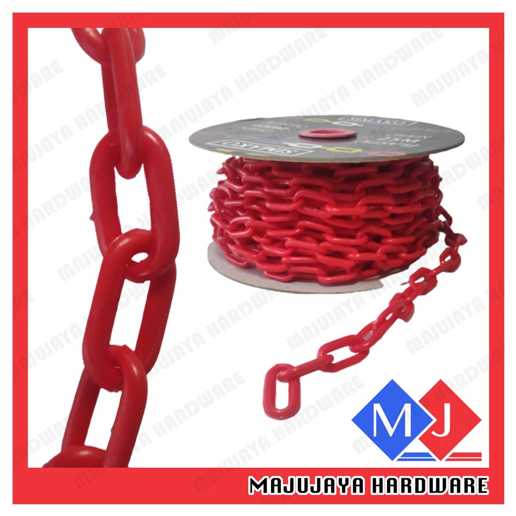 1 METER PVC Plastic Link Chain 6mm 1/4'' Red PVC Plastic Chain Rantai ...
