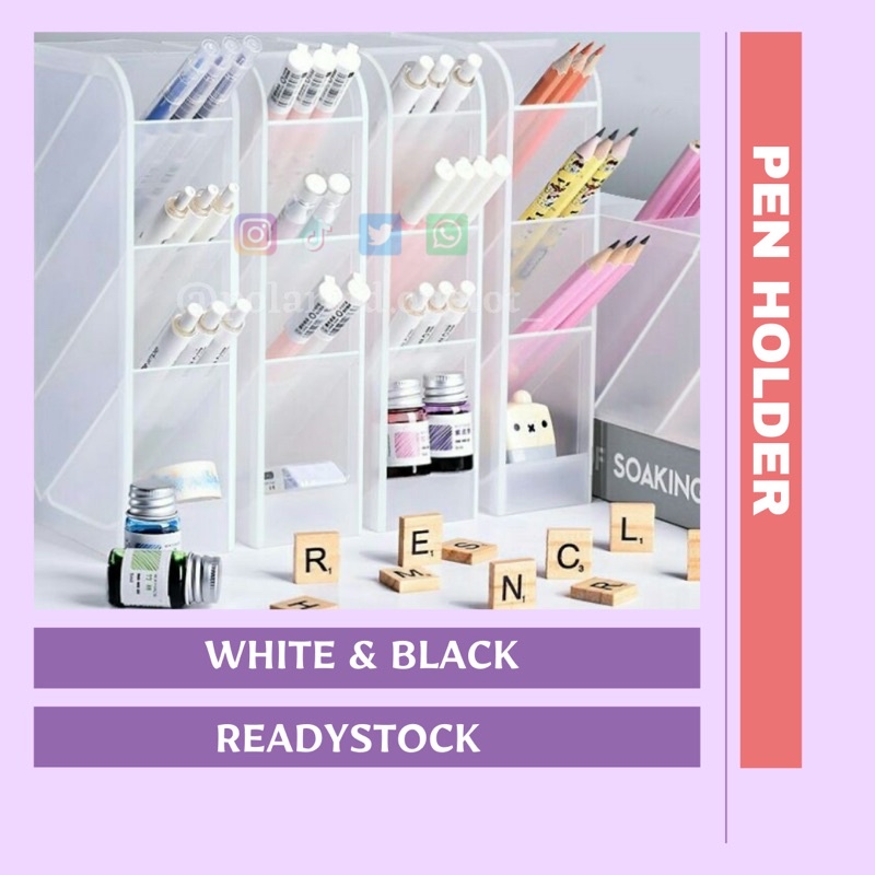 🔥 PROMO 🔥Translucent Pencil Stationery Pen Holder Desk Organizer tempat ...