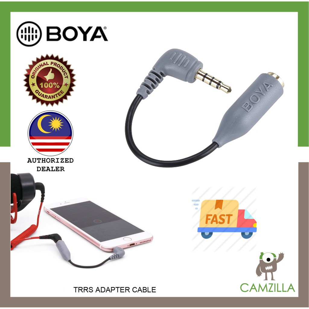 BOYA BY-CIP2 3.5mm 3.5mm TRS to TRRS Microphone Cable Adapter for Smartphones | Shopee Malaysia