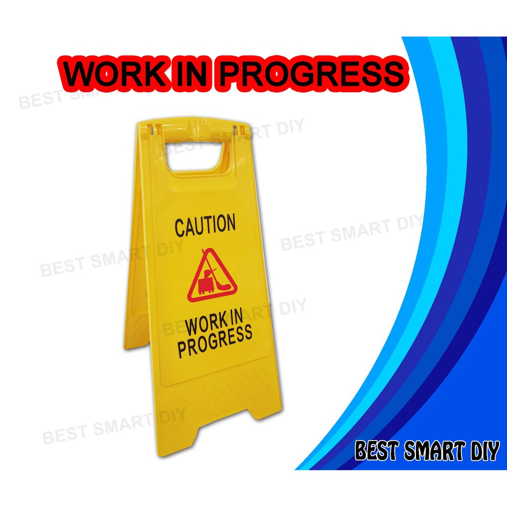 Work In Progress /CAUTION WET FLOOR SIGN YELLOW FOLDABLE FLOOR SIGN ...