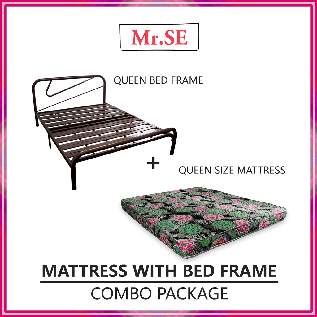 COMBO SET Queen Bed Frame With Mattress Queen Katil Queen gabungan ...