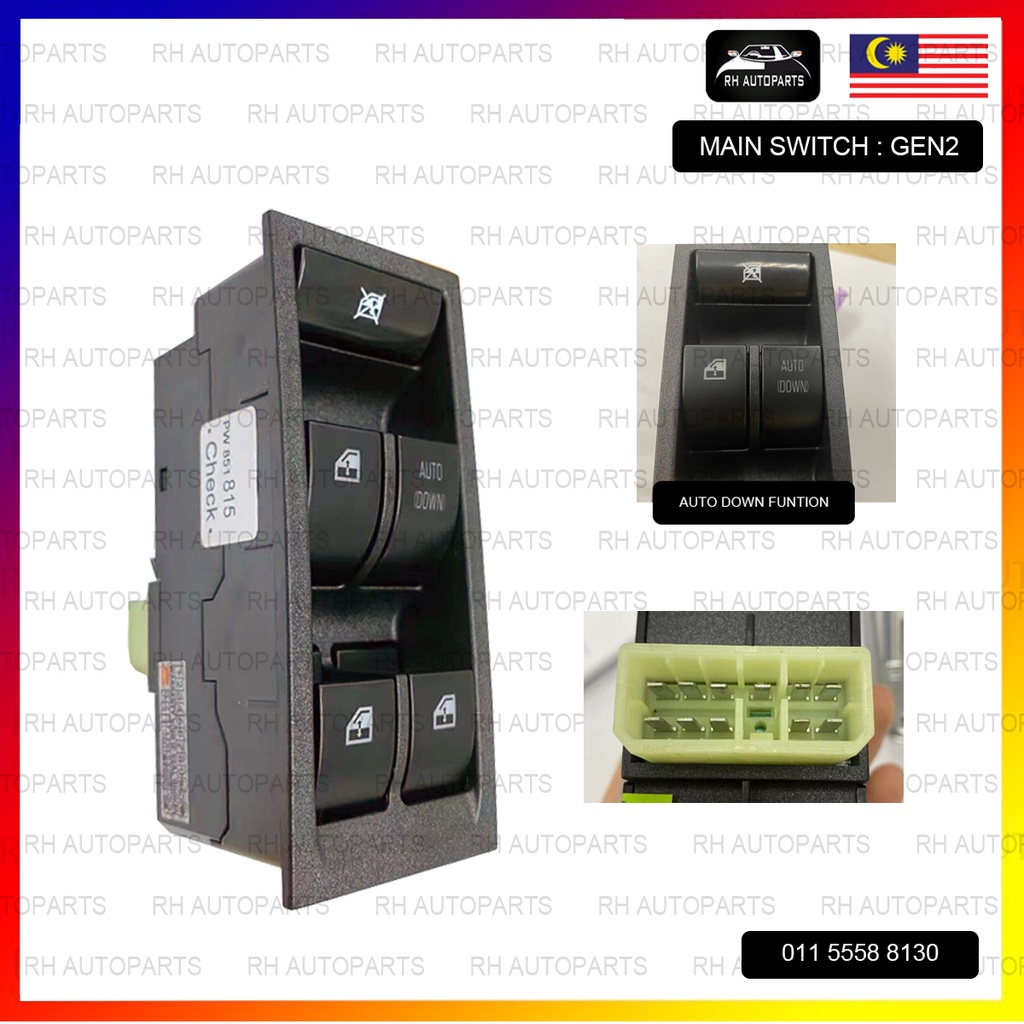 Proton Gen2 Gen 2 Power Window Main Switch Master Switch cermin pintu ...