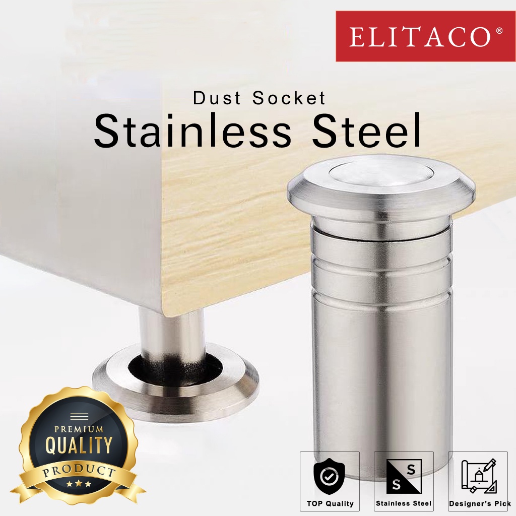 【ELITACO】Stainless Steel Silver Dust Socket For Flush Bolt Door Home ...
