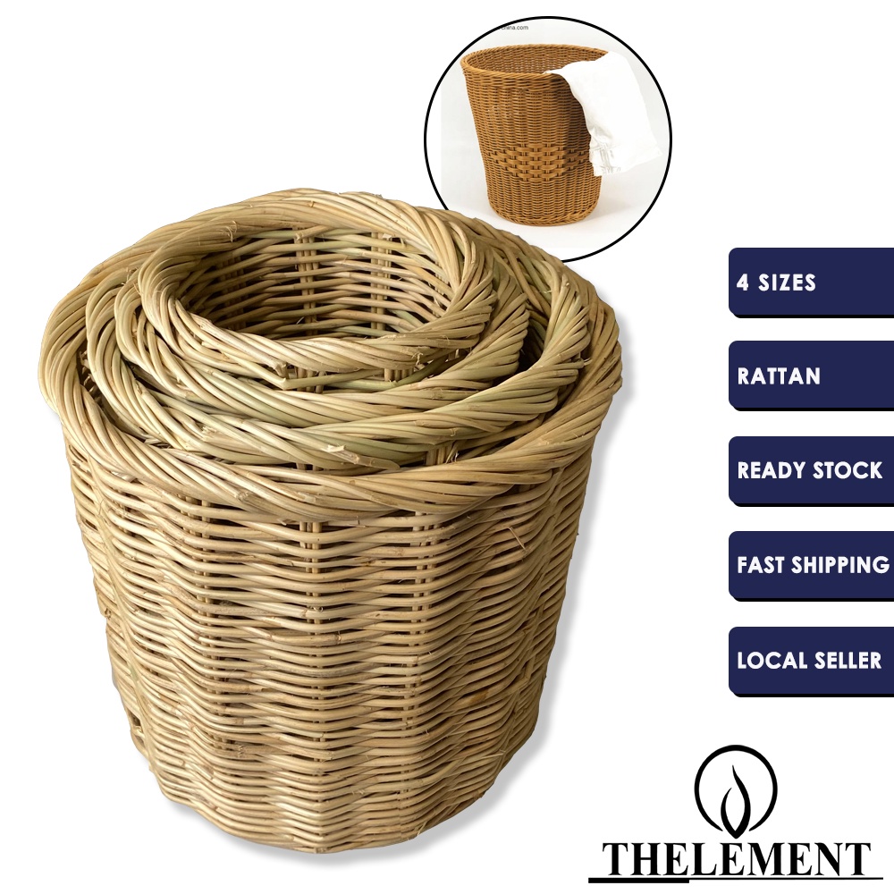 Round Rattan Storage Laundry Basket without Lid Nordic Style READY ...