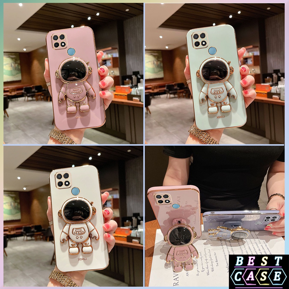 TIKTOK Hot 3D Astronaut Stand Case Casing Oppo A15 Cute Casing Oppo ...