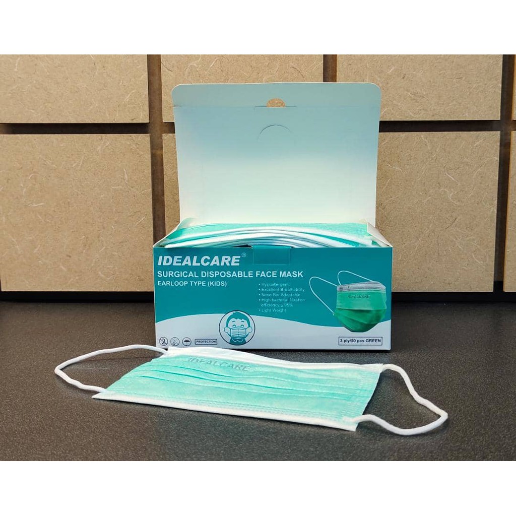 IDEALCARE 3 PLY MEDICAL SURGICAL FACE MASK KIDS (50 PCS) NEW PACKAGING ...
