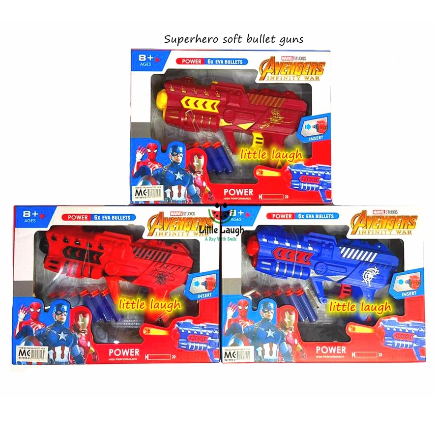 Super Shoot Manual Soft Bullet Gun Toys with superhero design Pistol ...