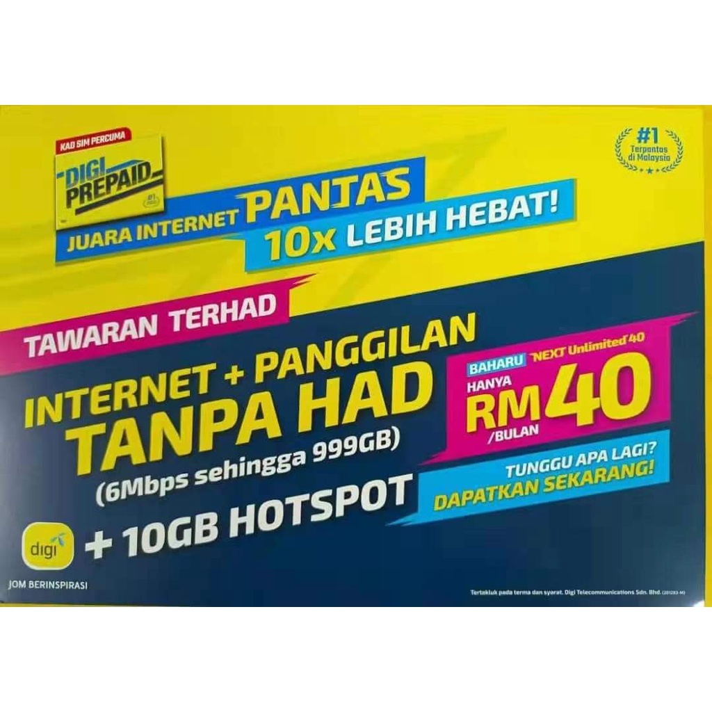 Digi Prepaid Next 40sbln unlimited....Umobile Unlimited Funz....simkad ...