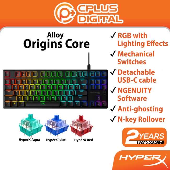 HyperX Alloy Origins Core Mechanical Gaming Keyboard Detachable USB-C ...