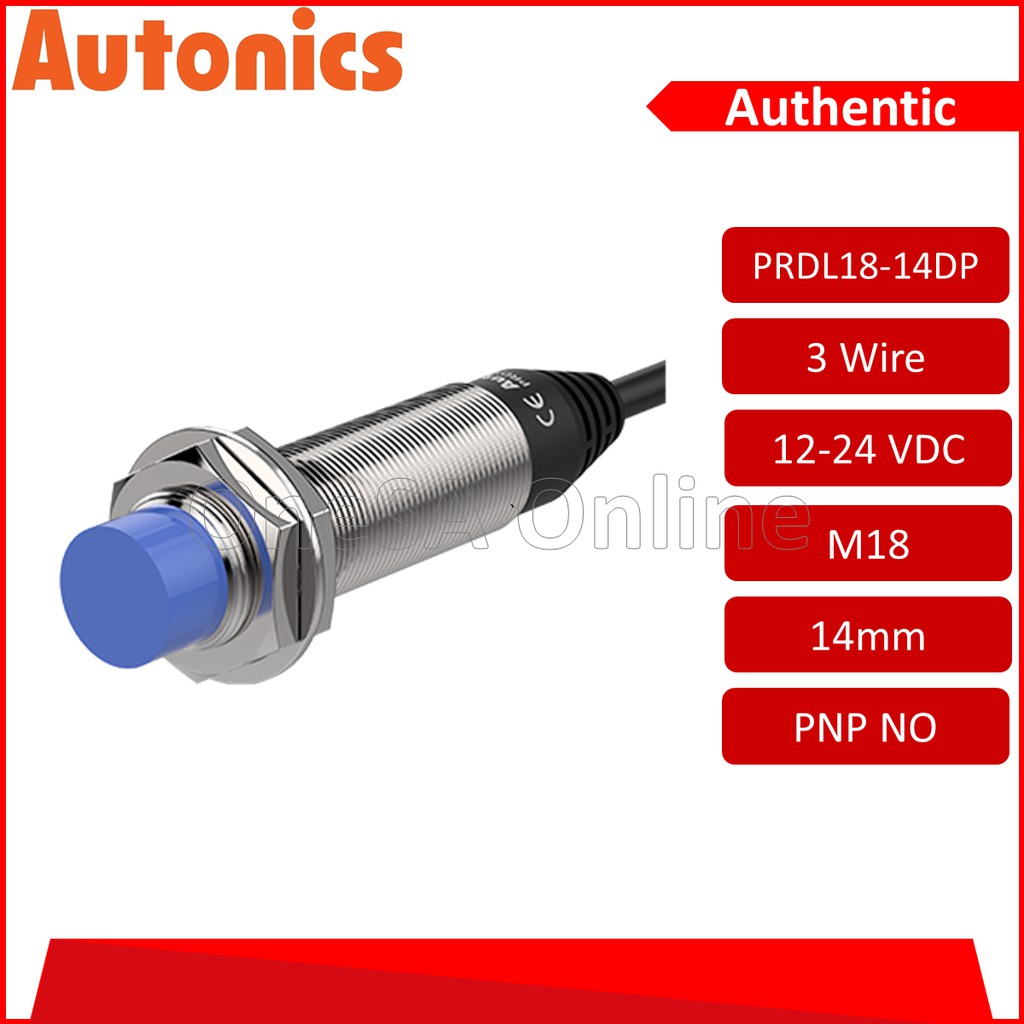 AUTONICS PROXIMITY SENSOR M18 14MM DC3 WIRE PNP NO(PRDL18-14DP-D12-24) | Shopee Malaysia
