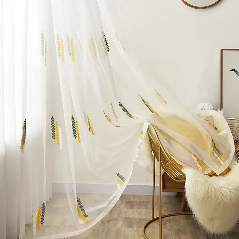 EMBROIDERED SHEER CURTAIN | Langsir Sulam Putih Premium untuk Sliding ...