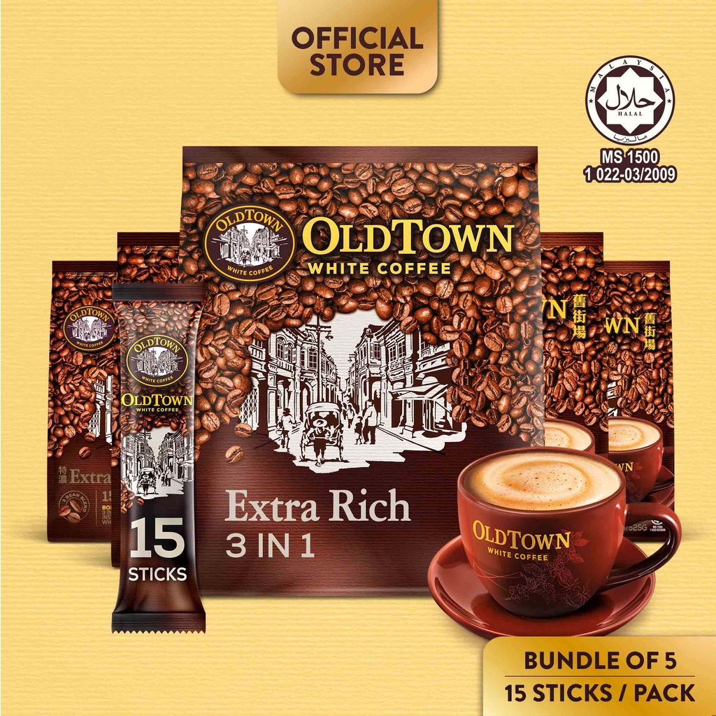 (Bundle of 5) OLDTOWN Instant Premix White Coffee, 13/15 Sticks [HALAL ...
