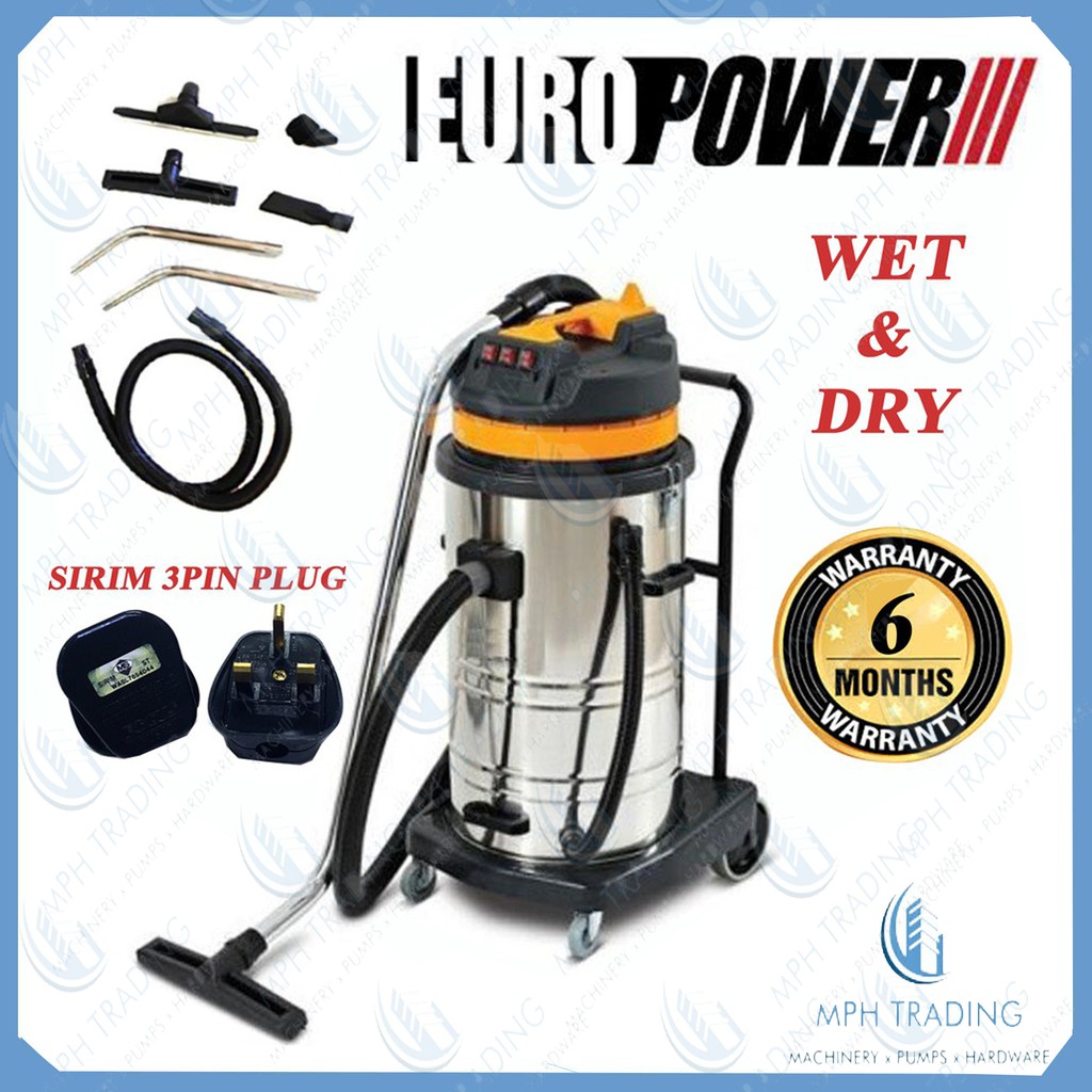 EUROPOWER VAC8003 Triple Motors Industrial Wet Dry Vacuum Cleaner ...