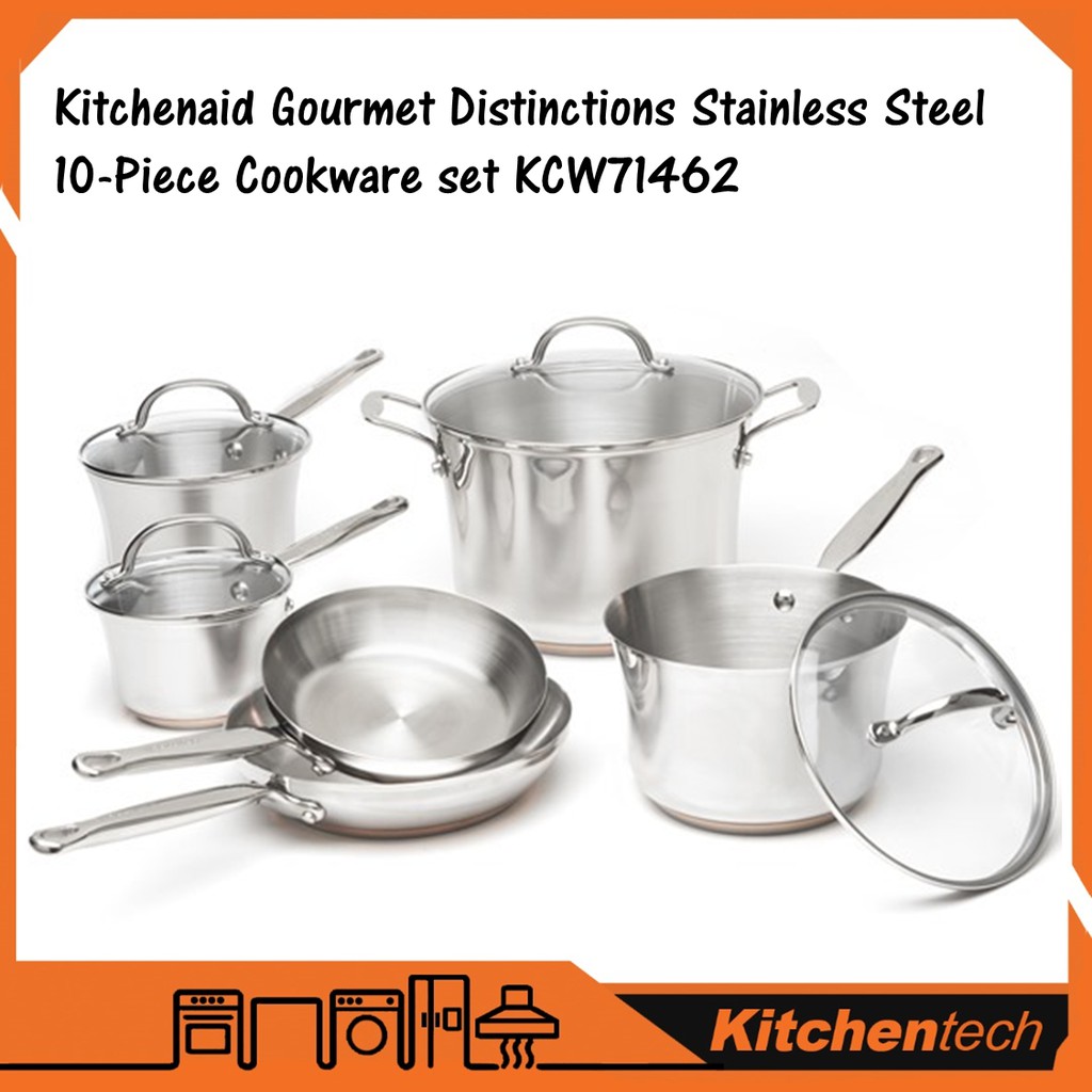 Kitchenaid 10-Piece Cookware Set KCW71462 Stainless Steel Gourmet ...
