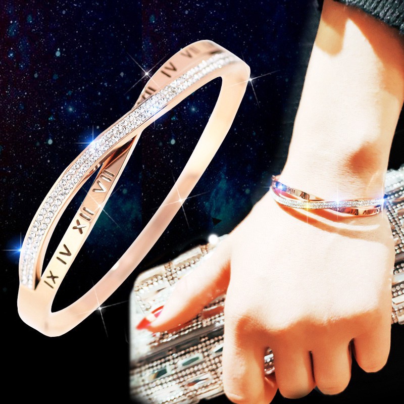 Bracelet Premium Titanium Gold Plated 18k ANTI RUST Fashion Inlaid ...