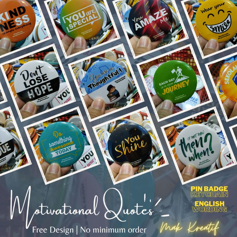 Motivational Quotes for student(school) button badge 58mm + 35 design ...