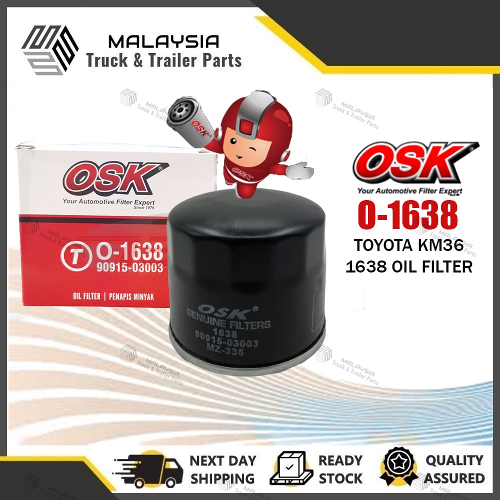 OSK O-1638 TOYOTA LITEACE 2.0CC KM36 CM36 OIL FILTER (90915-03003 ...