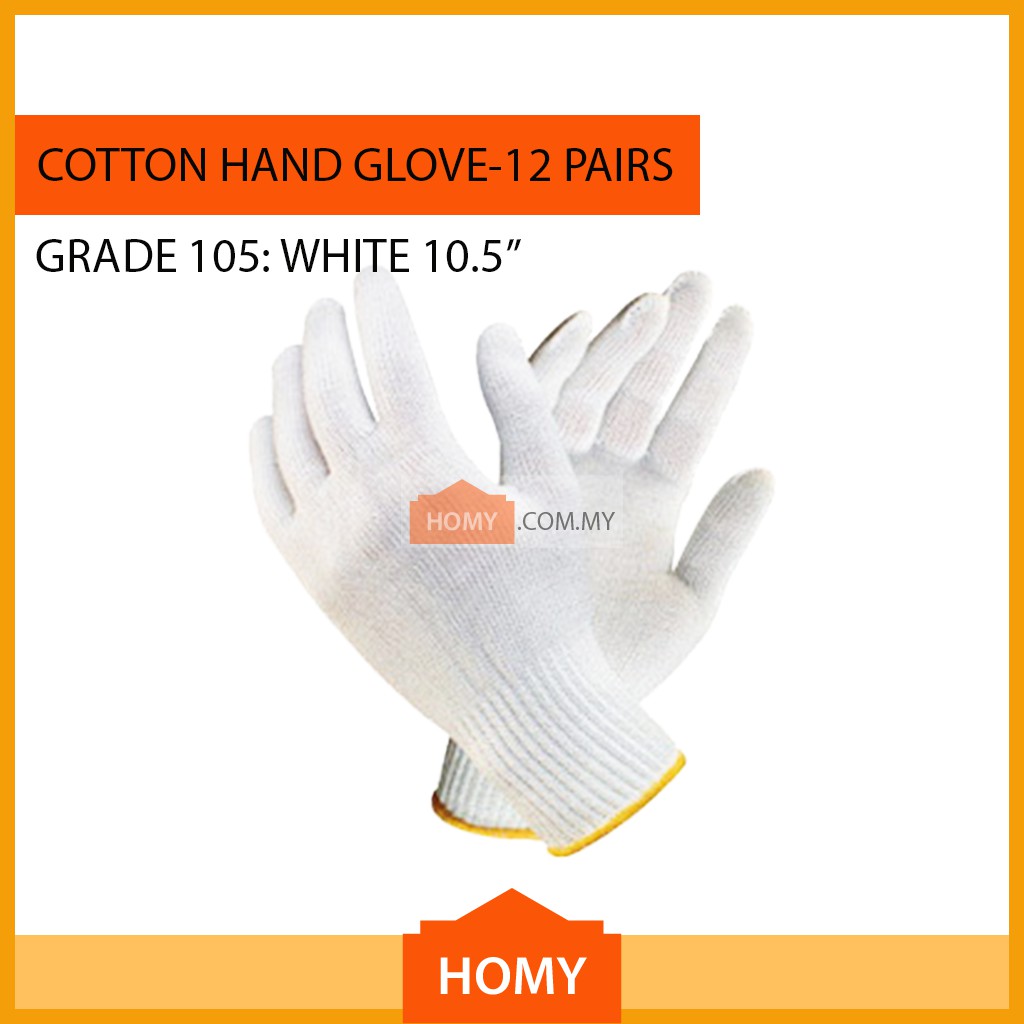 Cotton Hand Glove Grade #105 (12 Pairs/Bag) | Shopee Malaysia