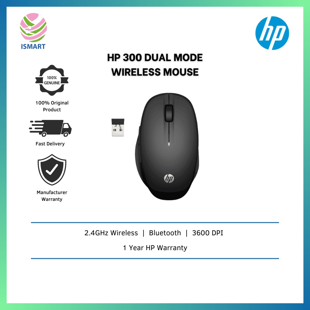 HP Wireless Bluetooth Mouse 300 Dual Mode ( Bluetooth, 2.4GHz Dongle ...