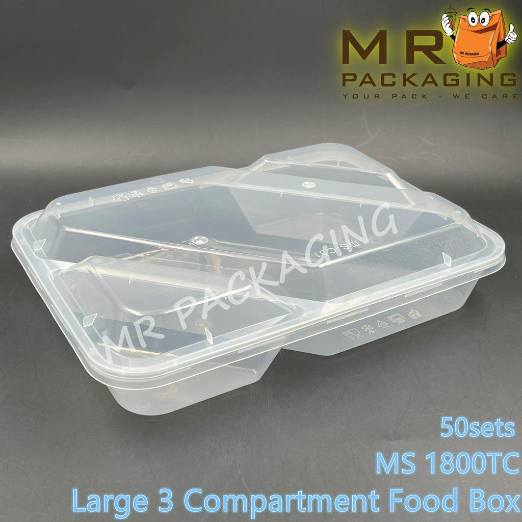 MS 1800TC 3 Compartment PP Lunch Box with Dome Lid ( 50sets± ...