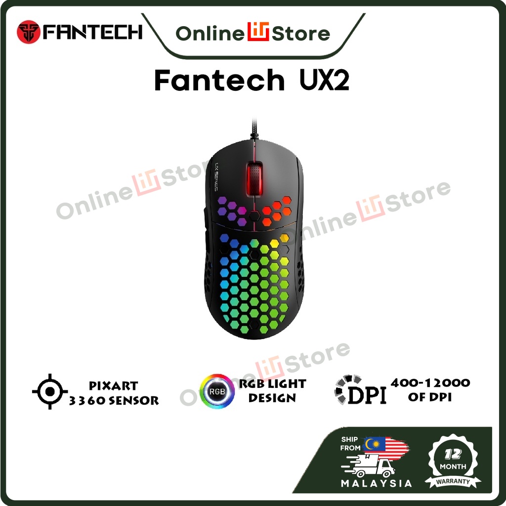 💯 ORI FANTECH UX2 Gaming Mouse Lightweight Honeycomb Shell 74G And ...